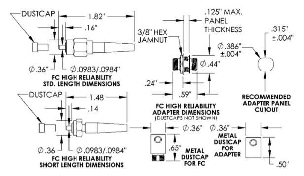 High Reliability FC Connector Line Drawing - Stran Technologies